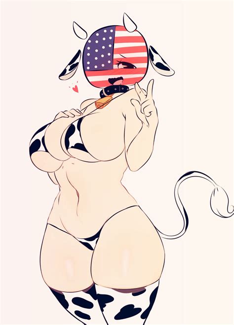 Rule 34 American Flag Bikini Breasts Collar Countryhumans