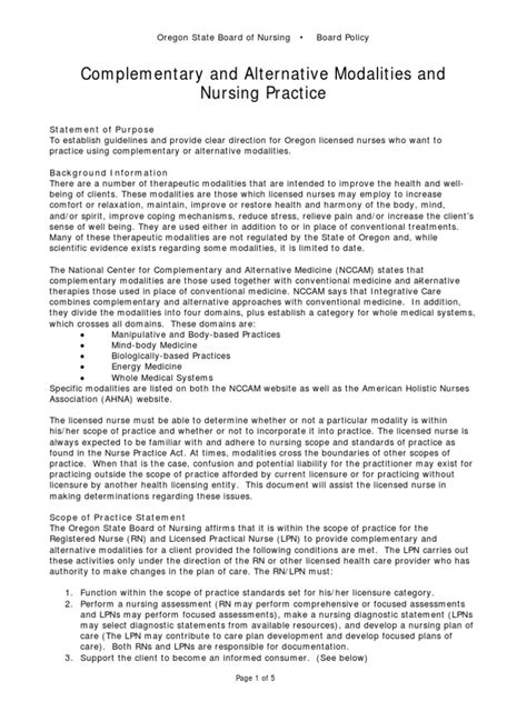 Complementary Alternative Modalities Pdf Alternative Medicine Nursing