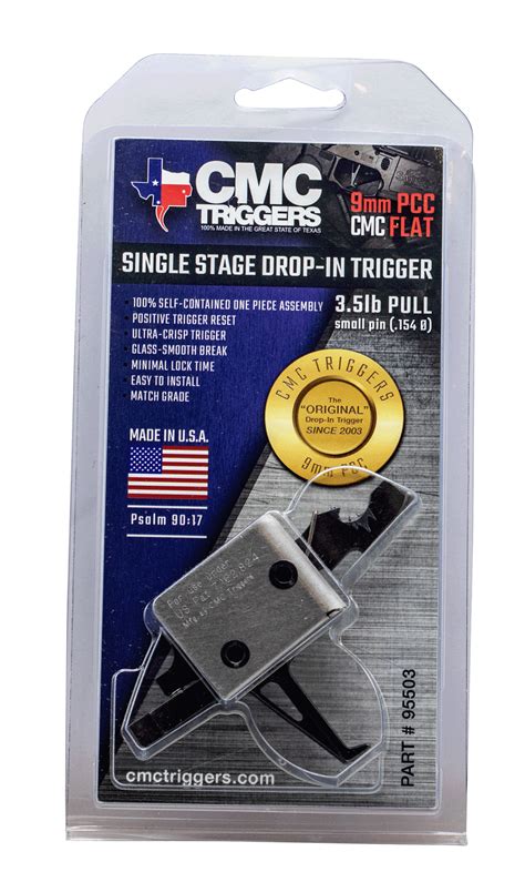CMC Triggers 95503 Drop In PCC Black Silver Flat Trigger Single Stage 3 3 50 Lbs Draw Weight