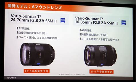 Sony kündigt drei neue A-Mount-Objektive an