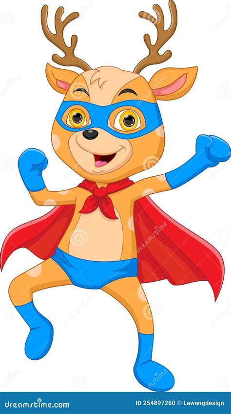 3d Deer Superhero A Monochromatic Comic Character With Red Horns Stock