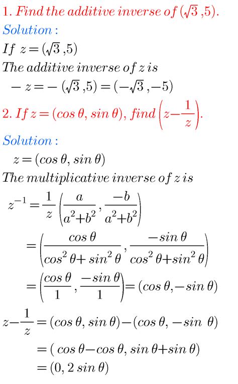 Inter Maths Solutions For Complex Numbers Intermediate 2nd Year Maths 2a Chapter 1 Solutions