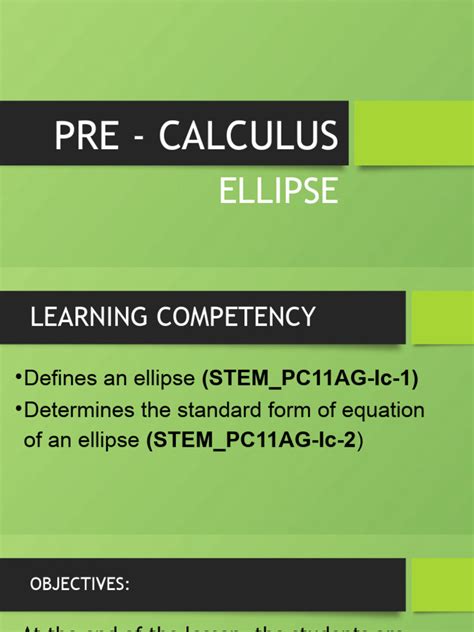 Pre Calculus Ellipse Pdf Ellipse Geometry