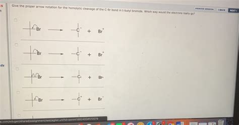 Solved S Give The Proper Arrow Notation For The Homolytic Chegg Com