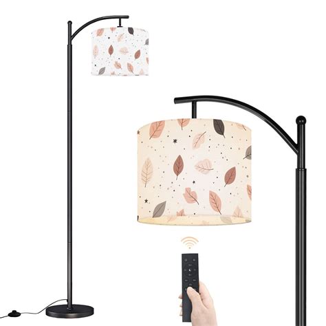 Latitude Run® Arc Floor Lamp Minimalist Fall Leaf Soft Neutral Tones Floor Lamps With Remote Led