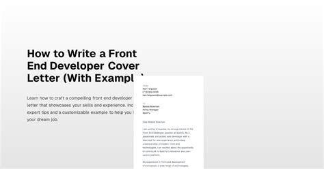 How To Write A Front End Developer Cover Letter With Example