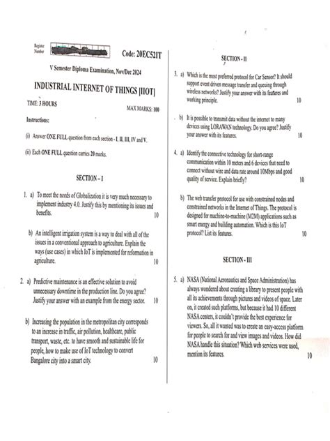 20ec52it Iiot Nov Dec 24 Exam Scheme Pdf Internet Of Things Amazon Web Services
