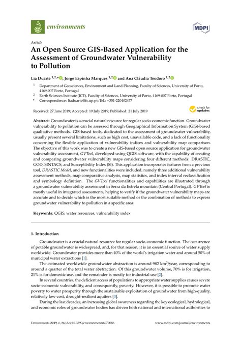 Pdf An Open Source Gis Based Application For The Assessment Of Groundwater Vulnerability To