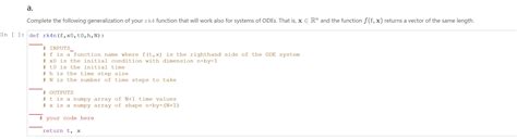 Complete The Following Generalization Of Your Rk4