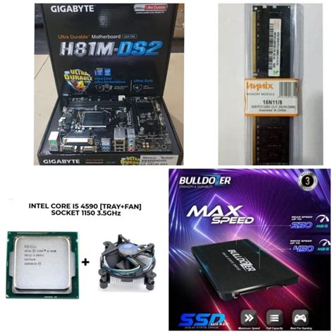 Jual Paket Processor Intel Core I5 Lga 1150 Motherboard Gigabyte H81m Ds2 Ram 16gb Ssd 512gb