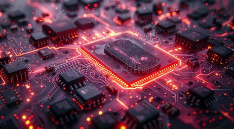 Hardware Chip Isolated On Black Background Electrical Circuit Board Rendering Abstract Computer