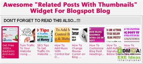 Awesome Related Posts With Thumbnails” Widget For Blogger Exeideas Lets Your Mind Rock