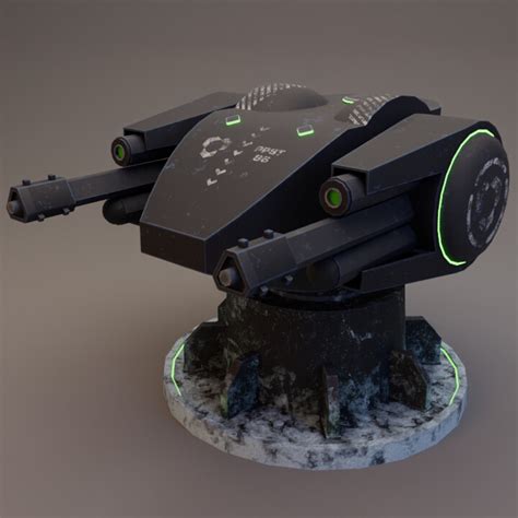 Artstation Sci Fi Laser Turret 3d Model