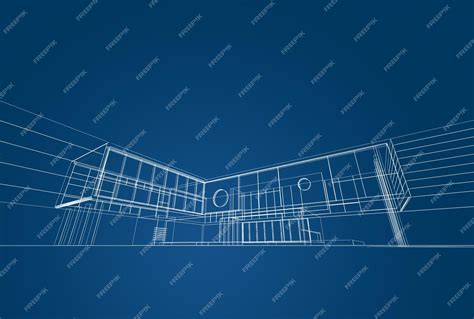 Premium Photo Architecture Blueprint On Blue Background Building