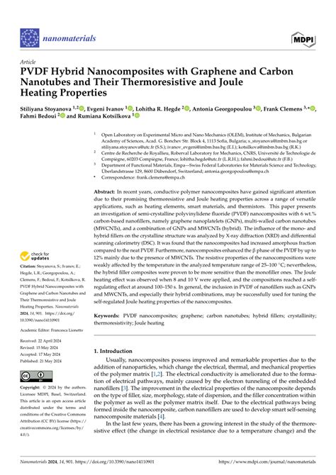 Pdf Pvdf Hybrid Nanocomposites With Graphene And Carbon Nanotubes And Their Thermoresistive