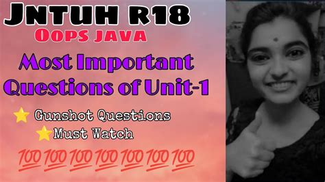 Jntuh R18 Oops Java Gunshot 😱 Unit1 Very Important 💯👍😍 Youtube