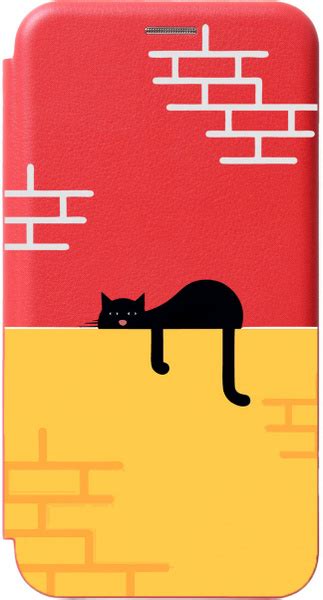 Чехол книжка на Tecno Spark 8p Техно Спарк 8Р с 3d принтом Lazy Cat красный купить с