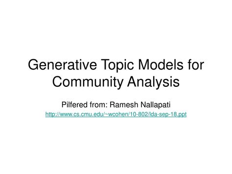 Ppt Generative Topic Models For Community Analysis Powerpoint Presentation Id3225027