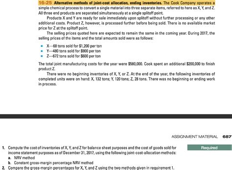 Solved 16 25 Alternative Methods Of Joint Cost Allocation