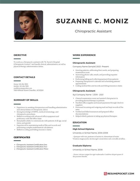 Chiropractic Assistant Resume Example Artofit