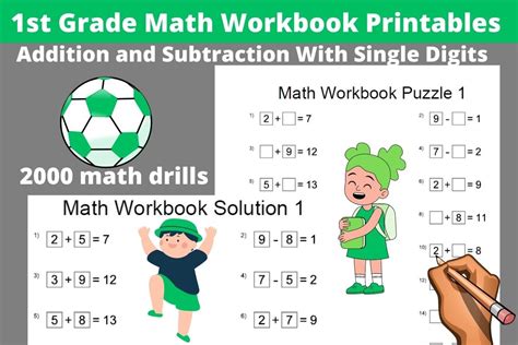 2000 First Grade Math Worksheets Graphic By Printablepdfstore