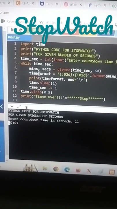 Stopwatch Python Viral Shorts Short Python Pythonprogramming