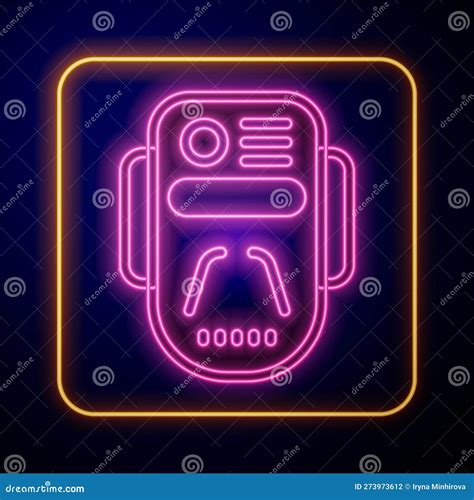 Glowing Neon Artificial Intelligence Robot Icon Isolated On Black Background Machine Learning