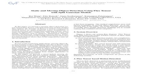 Download Pdf Static And Moving Object Detection Using Flux Tensor · Static And Moving Object