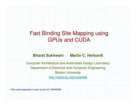 Ppt Fast Binding Site Mapping Using Gpus And Cuda Bharat Sukhwani