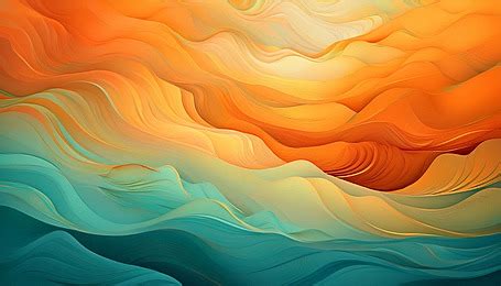Abstract Digital Art Featuring Vibrant Orange Yellow And Turquoise ...