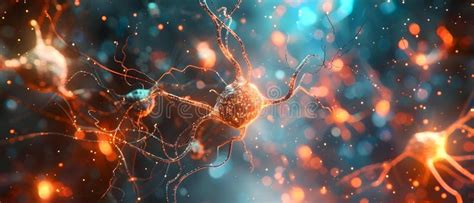 Close Up Of Nerve Synapse Revealing The Complex Network Of Neuronal Connections Concept Stock