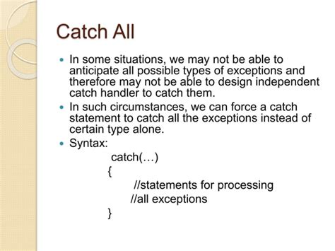 Exception Handling In Object Oriented Programming Using C Pptx