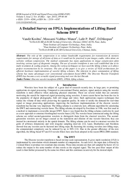 Pdf A Detailed Survey On Fpga Implementations Of Lifting Based Scheme Dwt
