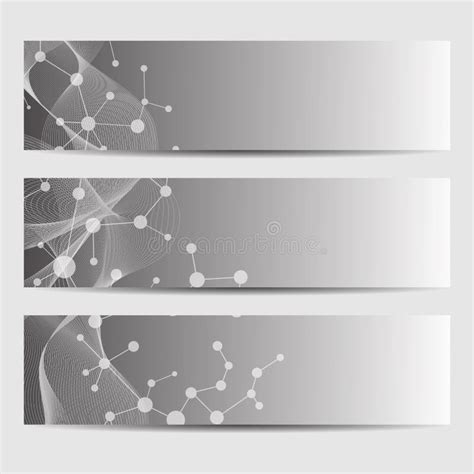 Abstract Geometric Banners Molecule And Communication Stock Vector Illustration Of Layout