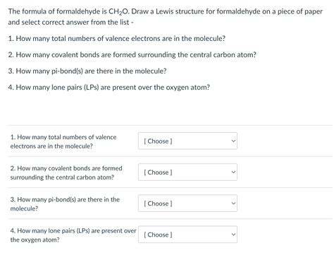 Solved The Formula Of Formaldehyde Is Ch2o ﻿draw A Lewis