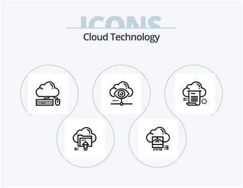 Cloud Technology Line Icon Pack 5 Icon Design Globe Cloud Cloud