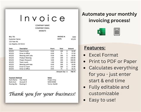 Simple Invoice Template Excel Template Downloadable Invoice Freelance Invoice Excel