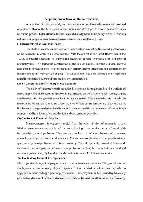 Scope And Importance Of Macroeconomics Most Of The Theories In Macroeconomics Are Developed To