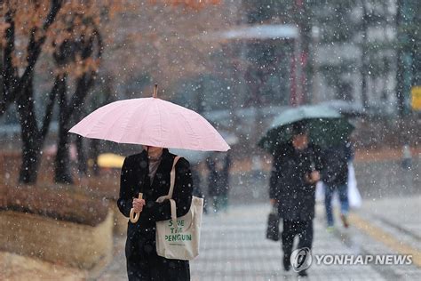 변덕스러운 날씨비가 눈으로 연합뉴스