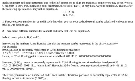 Solved In Floating Point Additionsubtraction Due To The