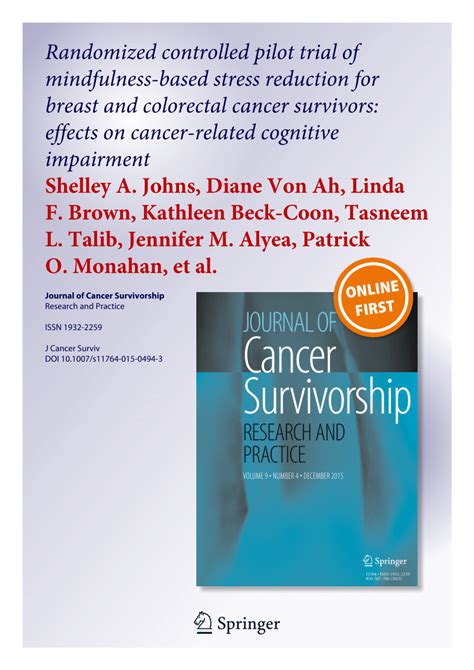 Pdf Randomized Controlled Pilot Trial Of Mindfulness Based Stress Reduction For Breast And