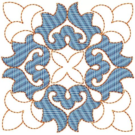 New Square Block Floral Embroidery Design Pattern
