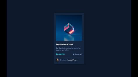 Nft Preview Card Component Frontend Mentor Challenge Youtube