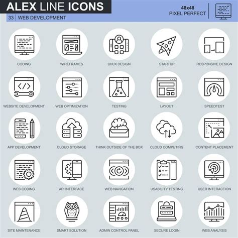 Thin Line Creative Process Project Workflow Icons Set Website Mobile