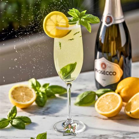Lemon Basil Prosecco Cocktail Recipe Thirsty Tales