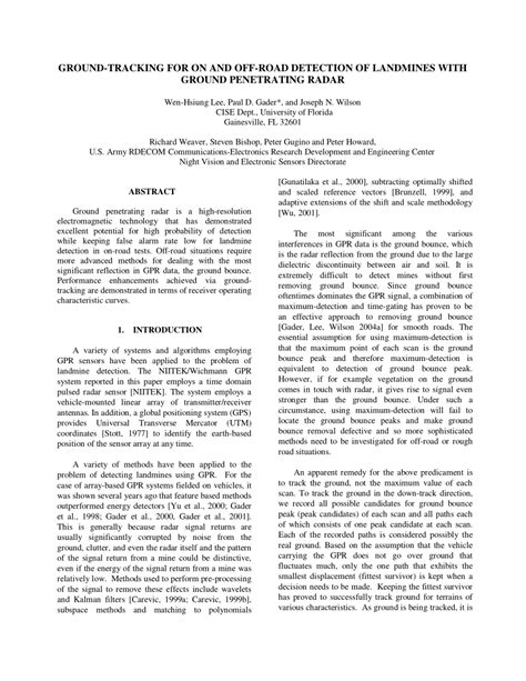 Pdf Ground Tracking For On And Off Road Detection Of Landmines With Ground Penetrating Radar