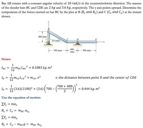 Solved Bar AB Rotates With A Constant Angular Velocity Of Chegg