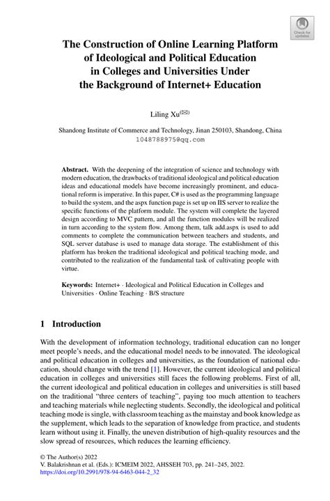Pdf The Construction Of Online Learning Platform Of Ideological And Political Education In