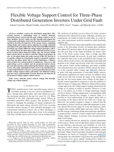 Pdf Flexible Voltage Support Control For Three Phase Distributed Generation Inverters Under