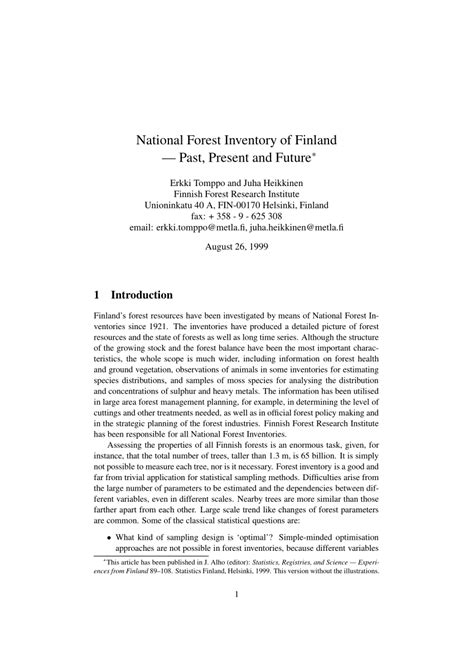 Pdf National Forest Inventory Of Finland Past Present And Future